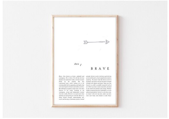 She is Brave Digital Download Print Hard Times Gift Thinking | Etsy