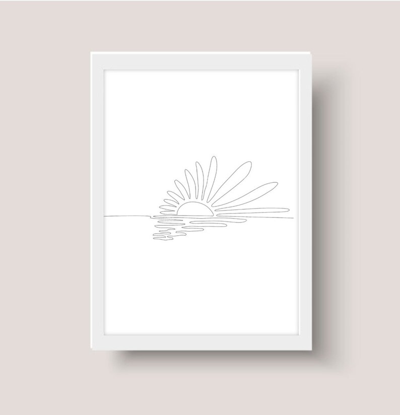 Sunset and Sunrise Line Drawing Print Line Illustration Wall - Etsy UK