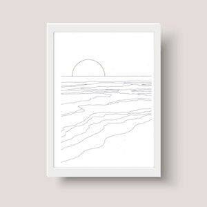 Sunset and Sunrise Line Drawing Print, Line Illustration Wall Art ...