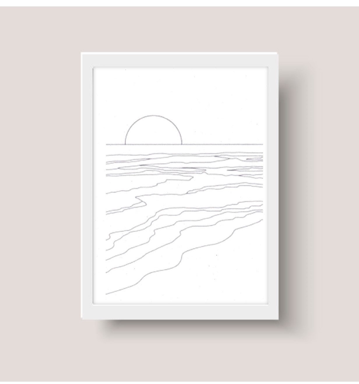 Sunset and Sunrise Line Drawing Print Line Illustration Wall - Etsy UK