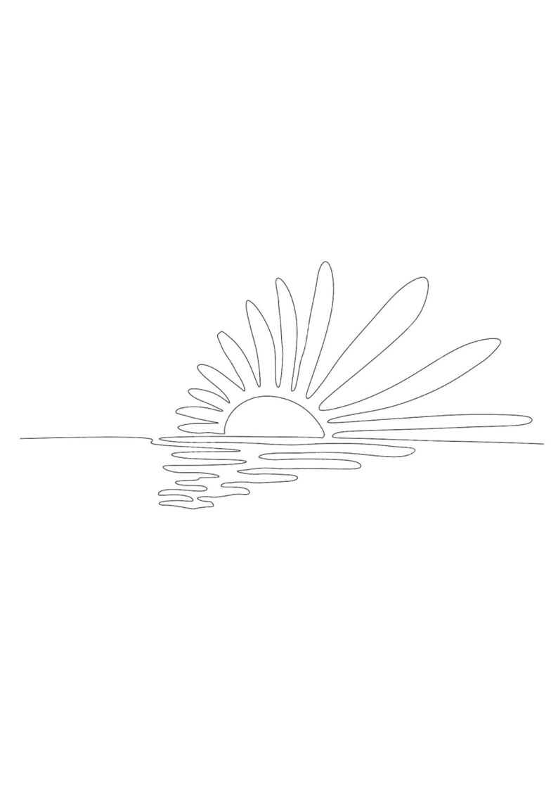 Sunset and Sunrise Line Drawing Print Line Illustration Wall - Etsy UK