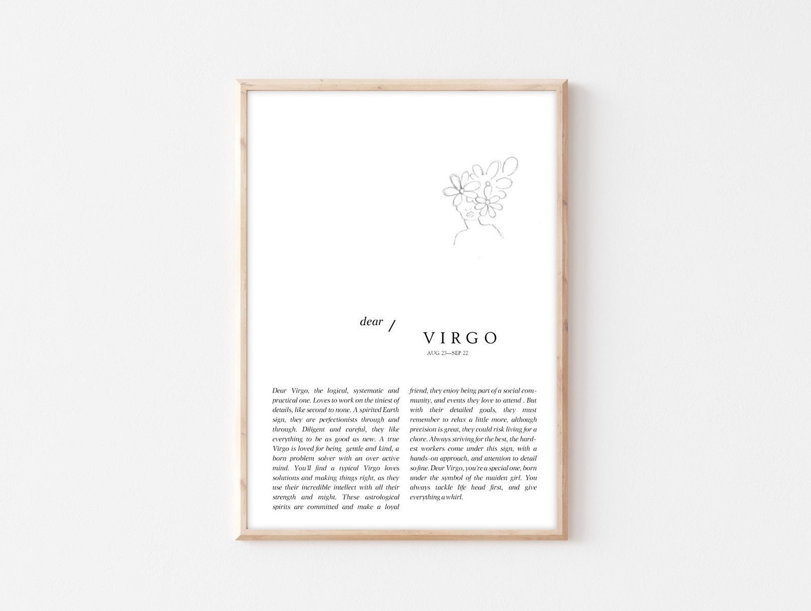 Virgo Zodiac Star Sign Wall Print Gift - Etsy