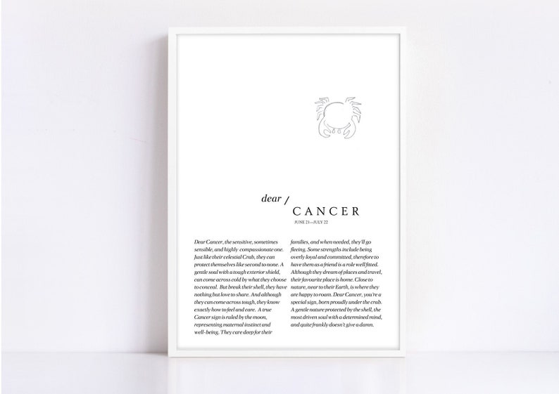 Cancer Star Sign Zodiac Digital Download Wall Print | Etsy