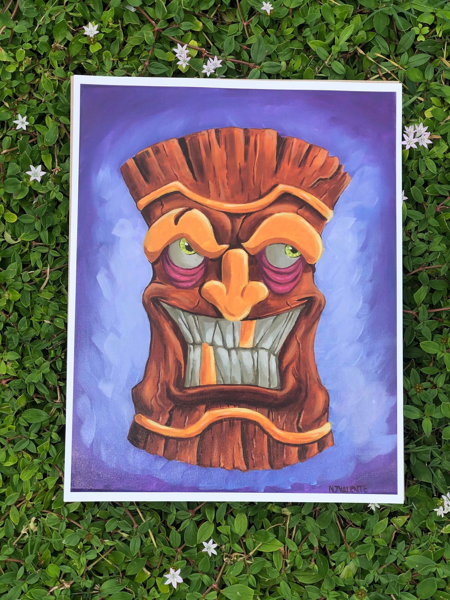 Mean Tiki Gold Teeth Lowbrow Art Pop Art Surreal Wall Hangings | Etsy