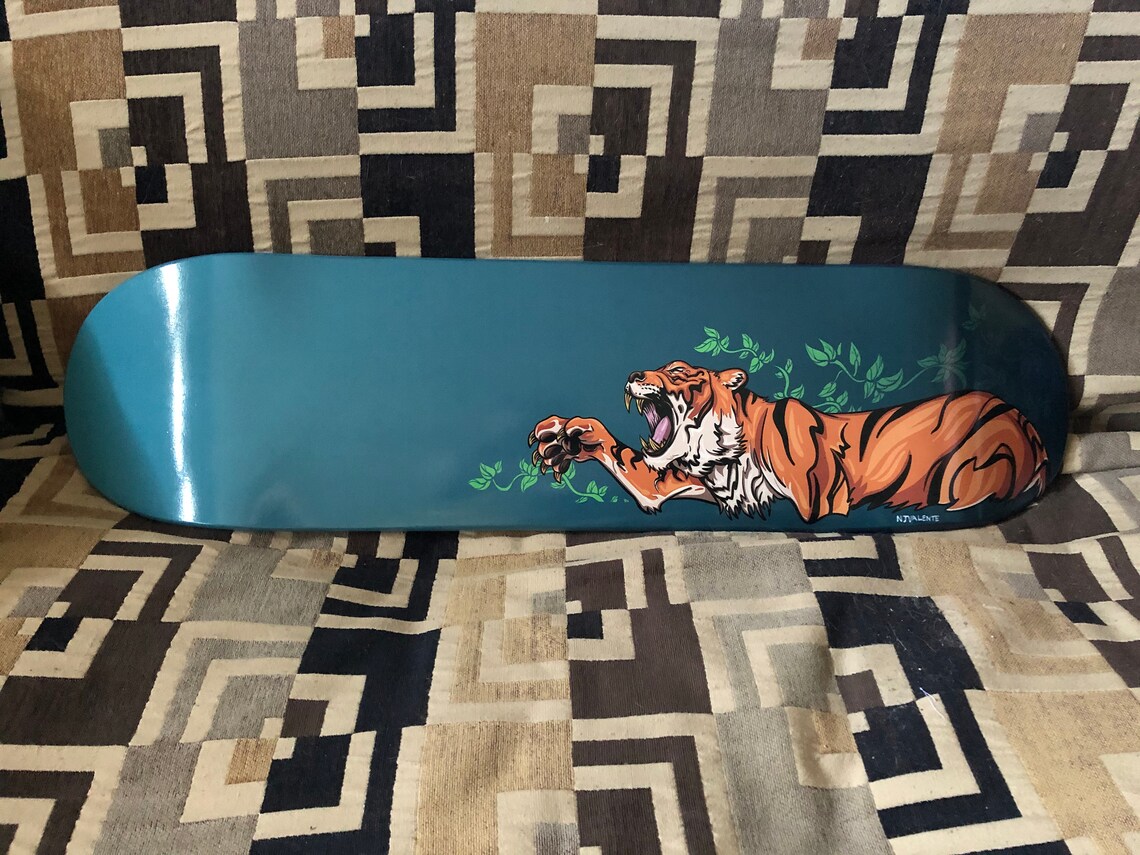 Original Vinyl Wrapped 3M Skateboard Tiger Animal Handmade Digital ...