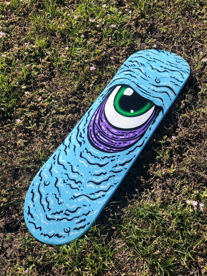 Funky Face Eyeball Hand Painted Skateboard Portrait Handmade | Etsy