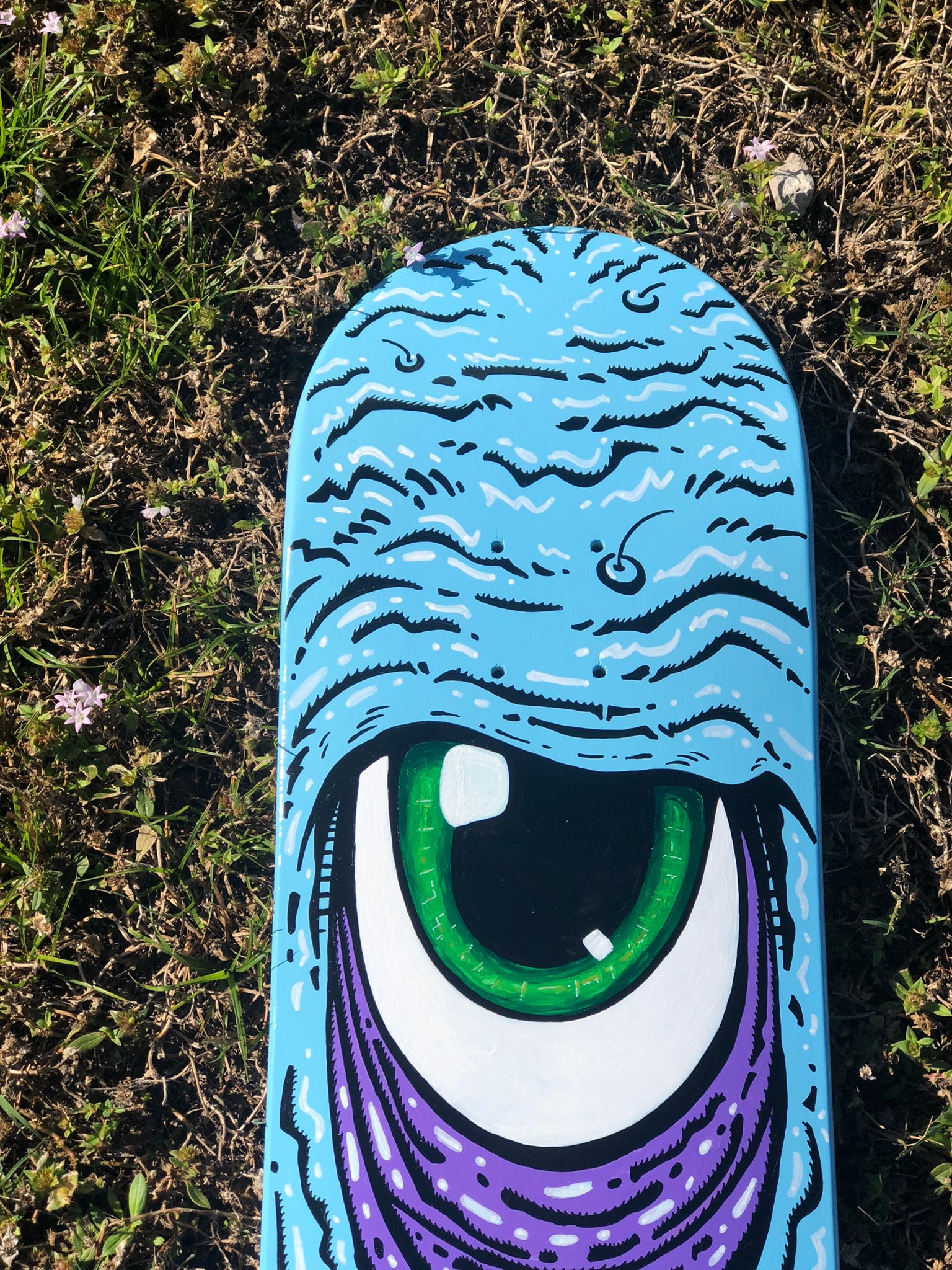 Funky Face Eyeball Hand Painted Skateboard Portrait Handmade Acrylic ...