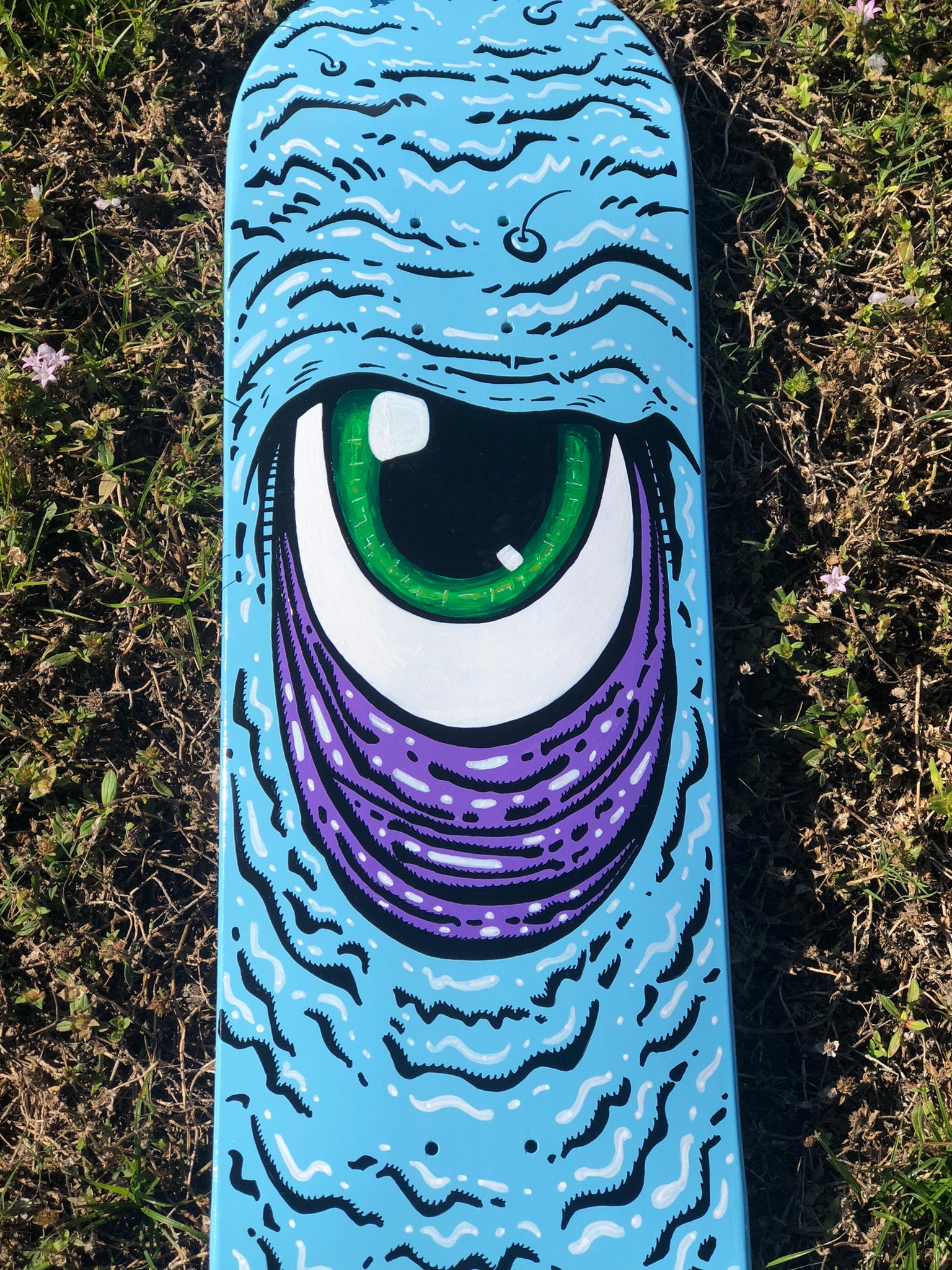 Funky Face Eyeball Hand Painted Skateboard Portrait Handmade Acrylic ...