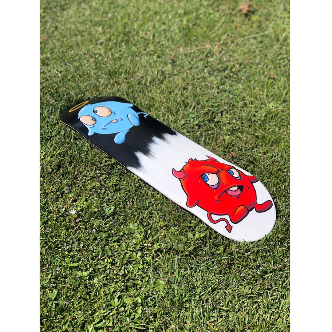 Chummy Chumkins Original Characters Angel Devil Hand Painted Skateboard ...