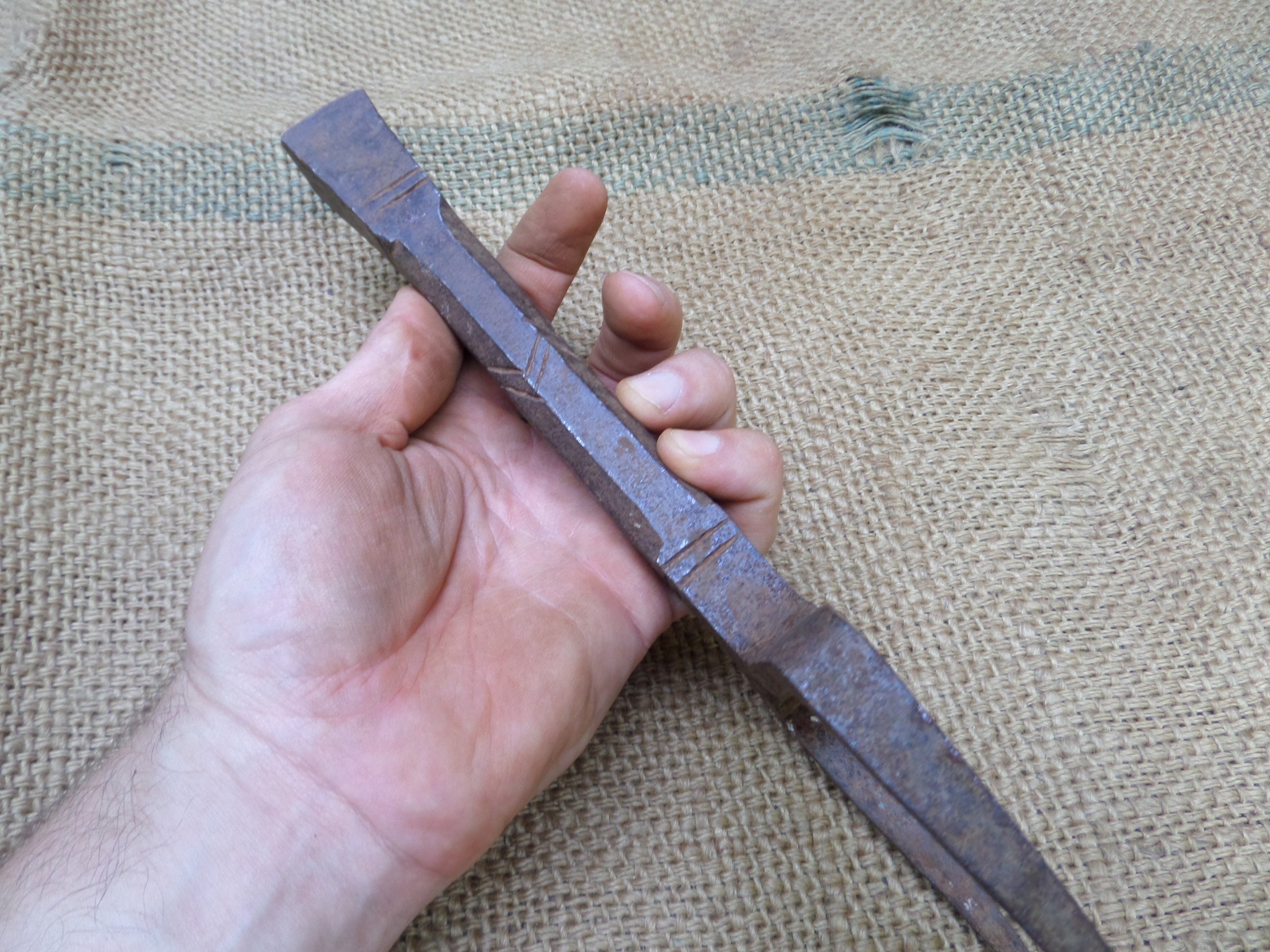 Decorated Sickle Peening Anvil Scythe Wrought Iron Vintage Antique 19th ...