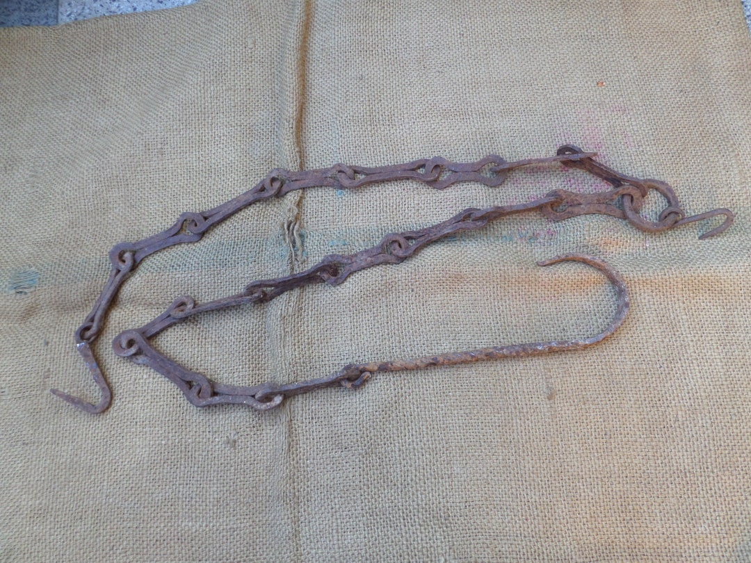 Antique Chimney Chain With Hook Antique Vintage Hand Forged Fireplace ...