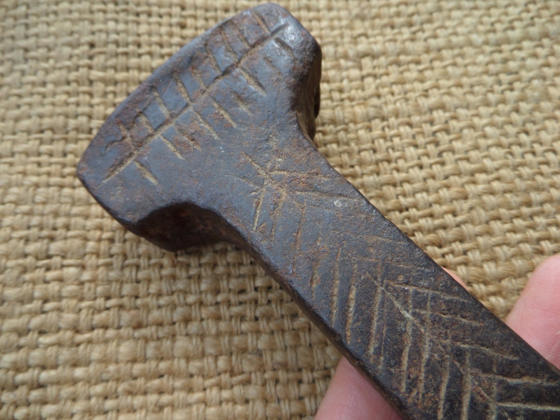 Decorated Sickle Peening Anvil Scythe Wrought Iron Vintage | Etsy