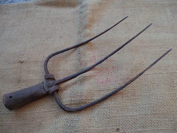 Big Antique Vintage Fork Pitchfork Rake Hand Forged Vintage - Etsy