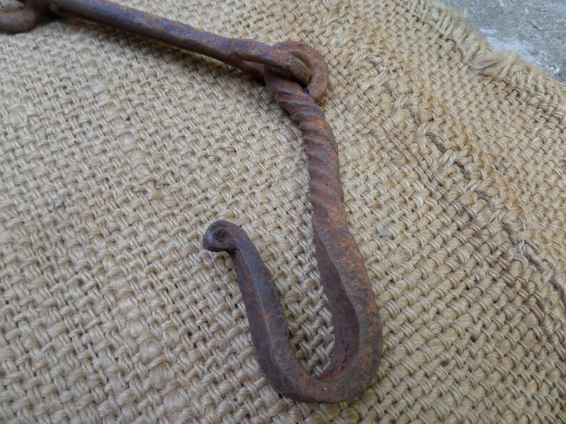 Antique Twisted Iron Chimney Chain With Hook Antique Vintage Hand ...