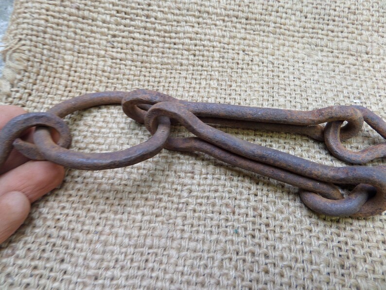 Antique Twisted Iron Chimney Chain With Hook Antique Vintage Hand ...