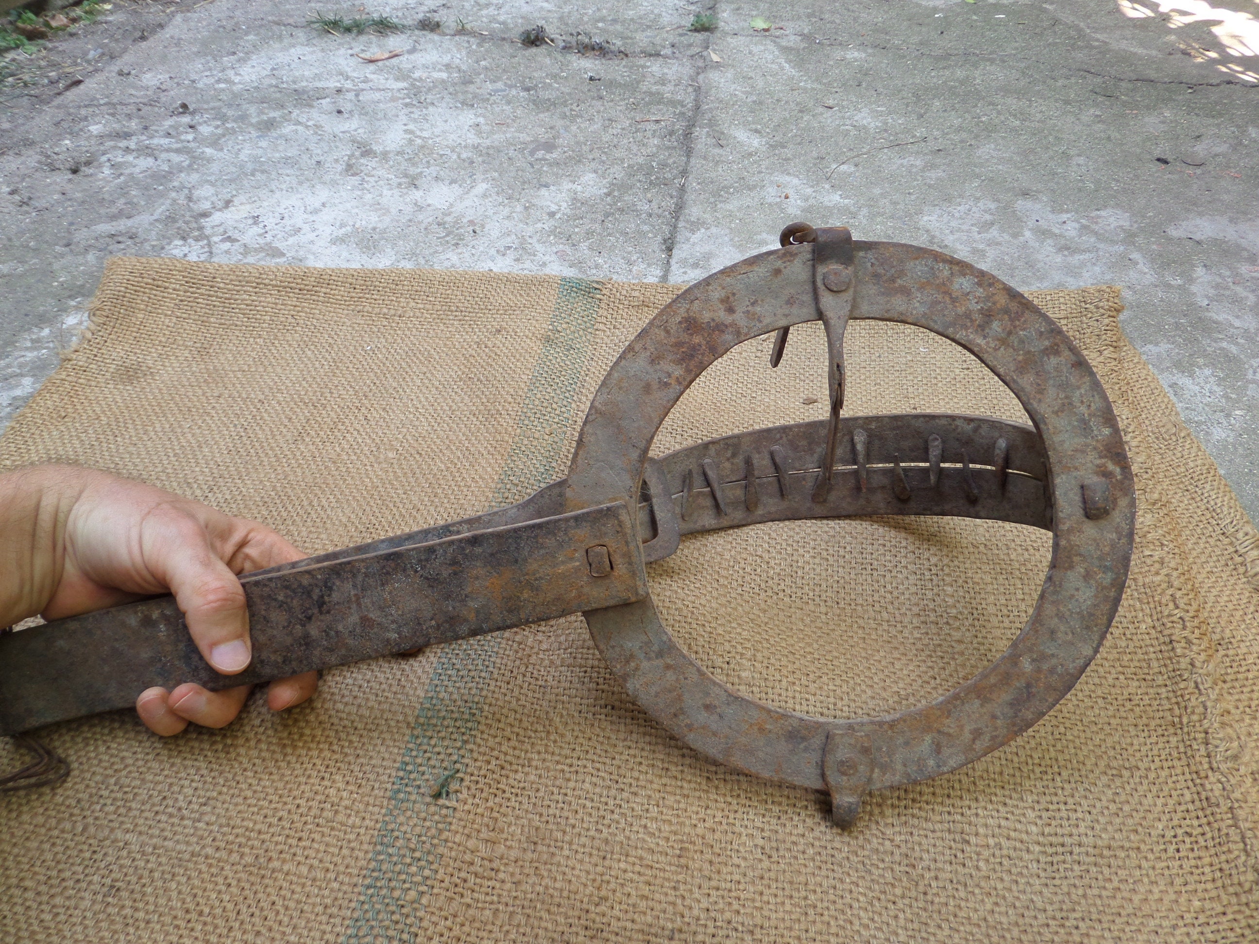 Large Antique Vintage Animal Trap Wrought Iron Blacksmith Hand Forged ...