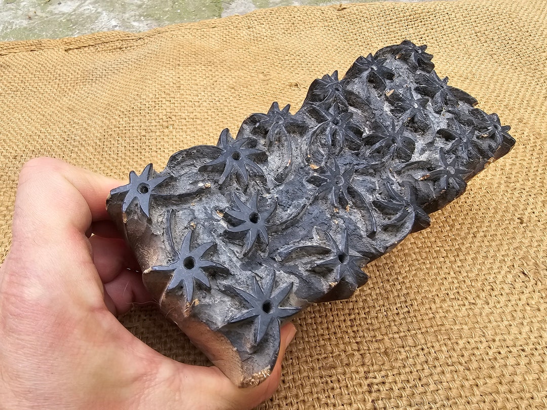 Very Rare Antique Hand Carver Wood Stamp Print Wooden Press for Fabric ...