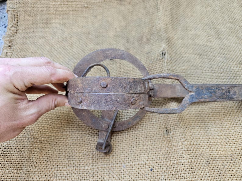 Antique 19th Century Vintage Animal Trap Wrought Iron Blacksmith Hand ...