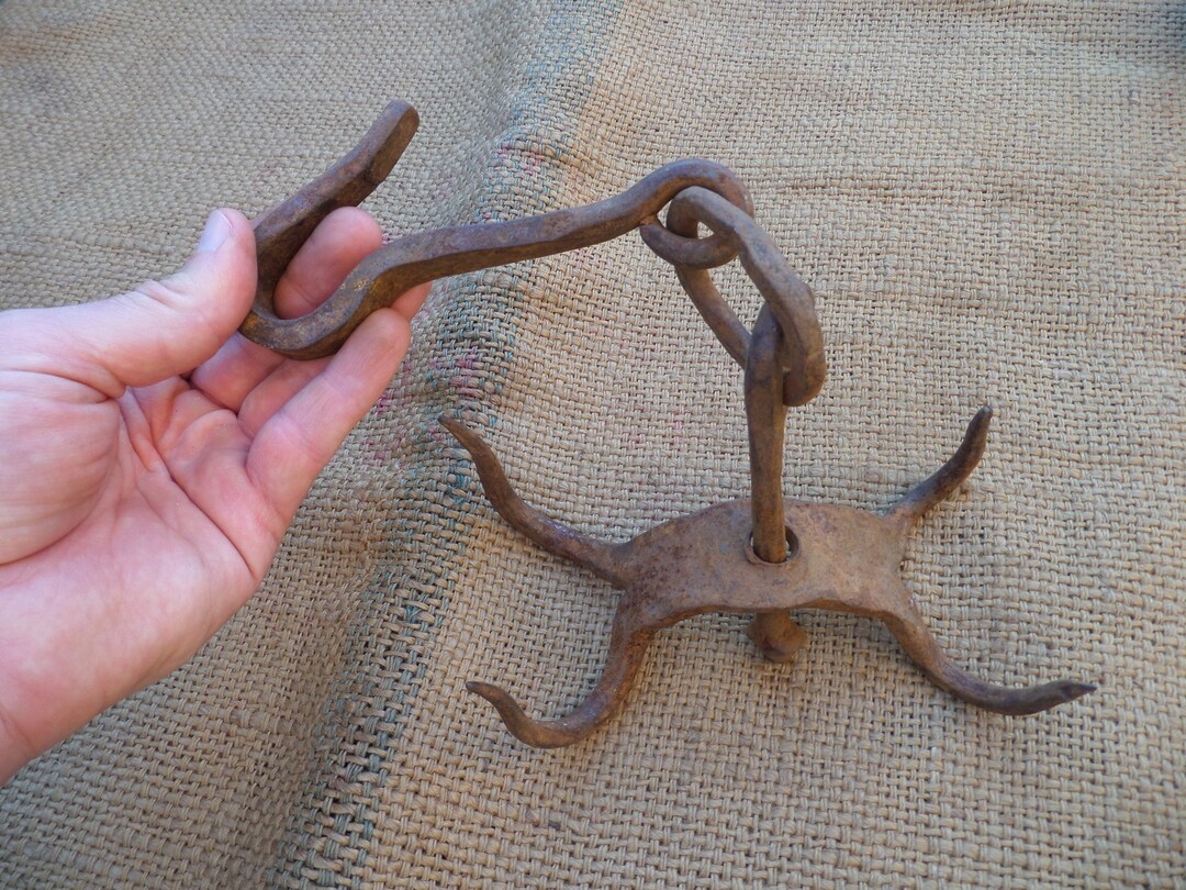 Antique Pivot Hanging Hook Vintage Fireplace Skinning Hook Wrought Iron ...
