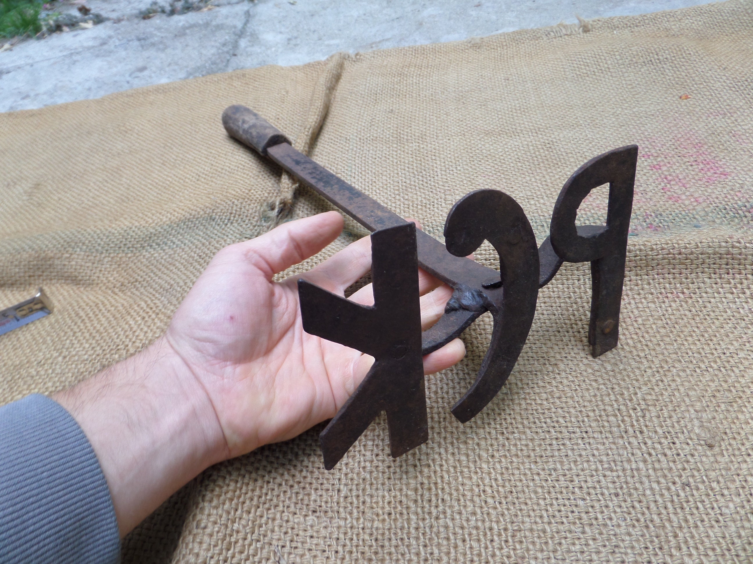 Large Antique Vintage Blacksmith Hand Forged Cattle Branding Iron 19th ...