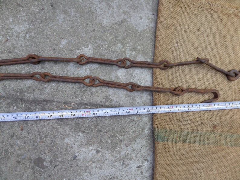 Antique Twisted Iron Chimney Chain With Hook Antique Vintage Hand ...