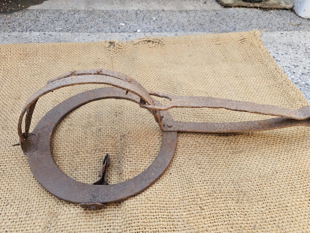 Antique 19th Century Vintage Animal Trap Wrought Iron Blacksmith Hand ...