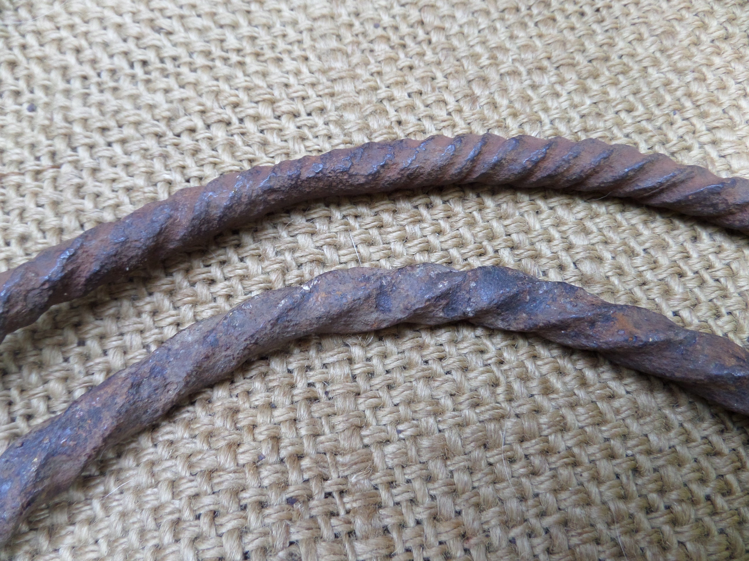2 Antique Bucket Barrel Handle Handles Hand Forged Twisted Iron Flask ...