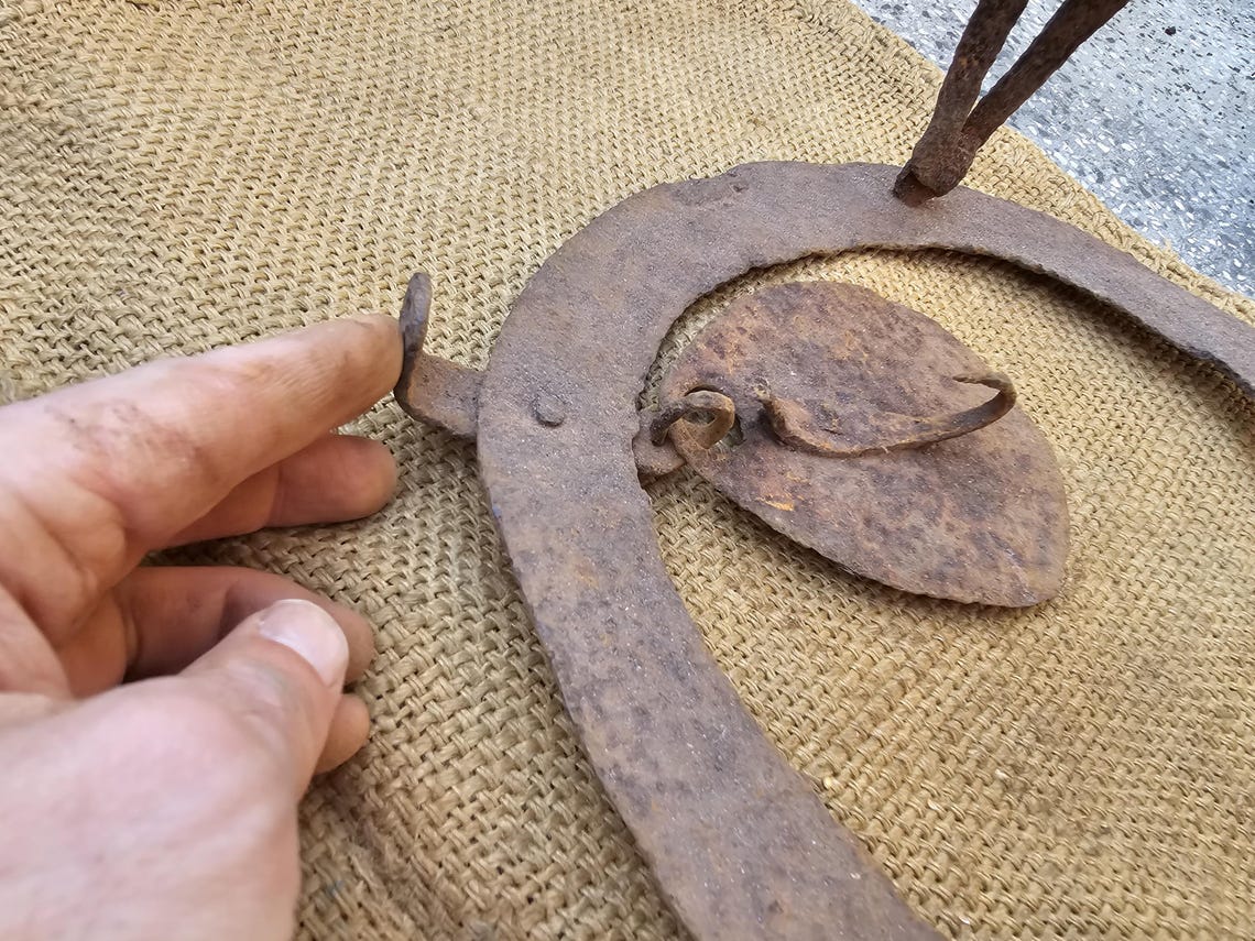 Antique 19th Century Vintage Animal Trap Wrought Iron Blacksmith Hand ...