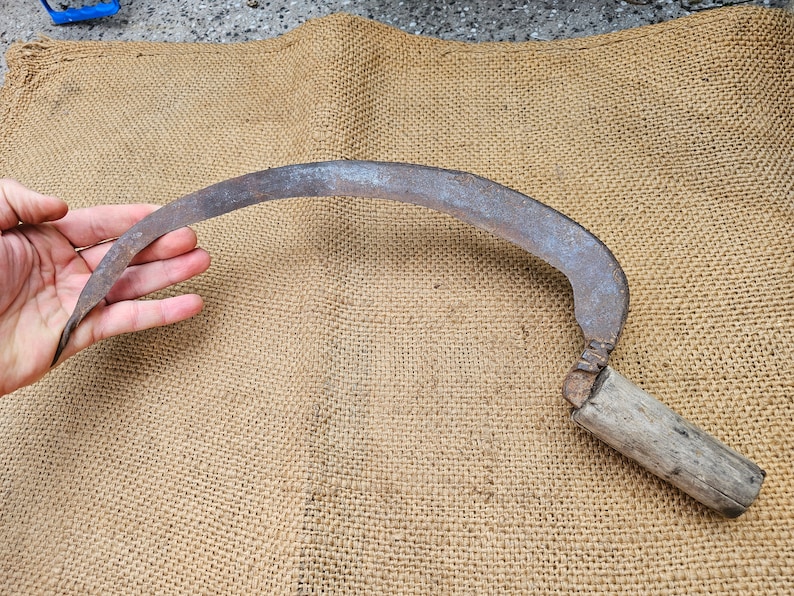 Antique Blacksmith Hand Forged Sickle Wrought Iron Vintage - Etsy
