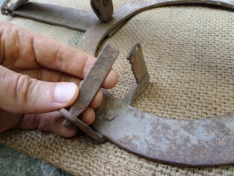 Large Antique Vintage Animal Trap Wrought Iron Blacksmith Hand Forged ...