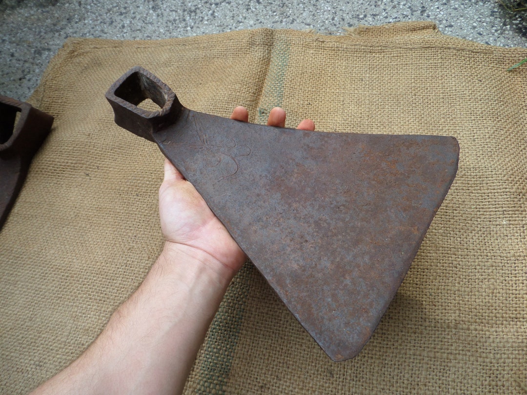 Large Decorated Hand Forged Adze Digger Pick Mattok Hoe Antique Vintage ...