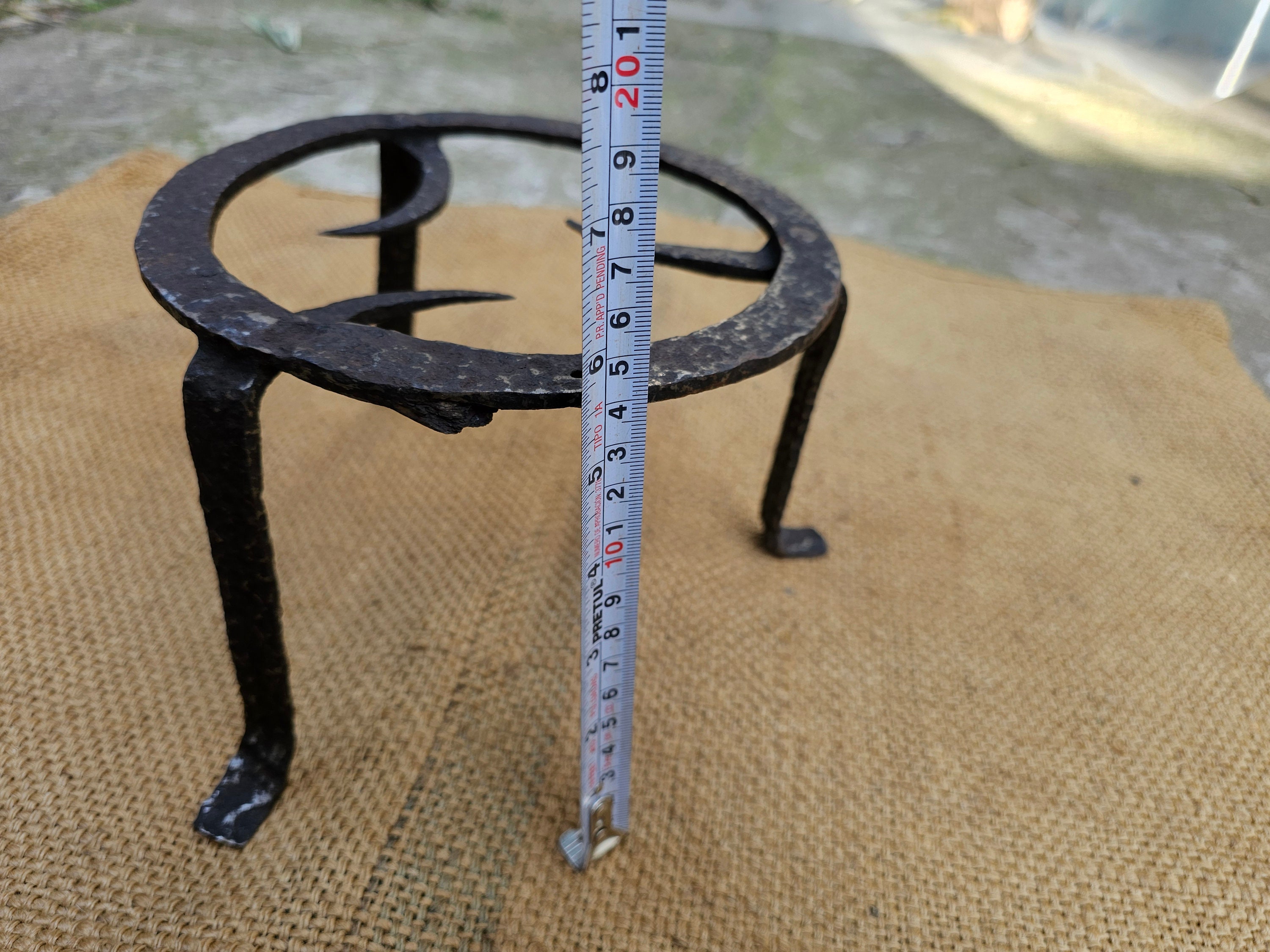 Antique Vintage Kettle Stand Plate Footed Trivet Fireplace Hearth Tool ...