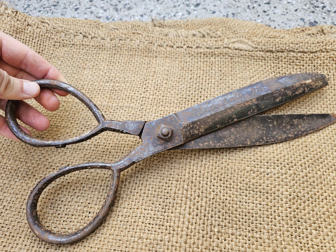 Huge Antique 1926 Blacksmith Hand Forged Sewing Scissors Shears Vintage ...