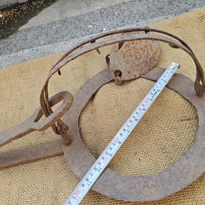 Antique 19th Century Vintage Animal Trap Wrought Iron Blacksmith Hand ...
