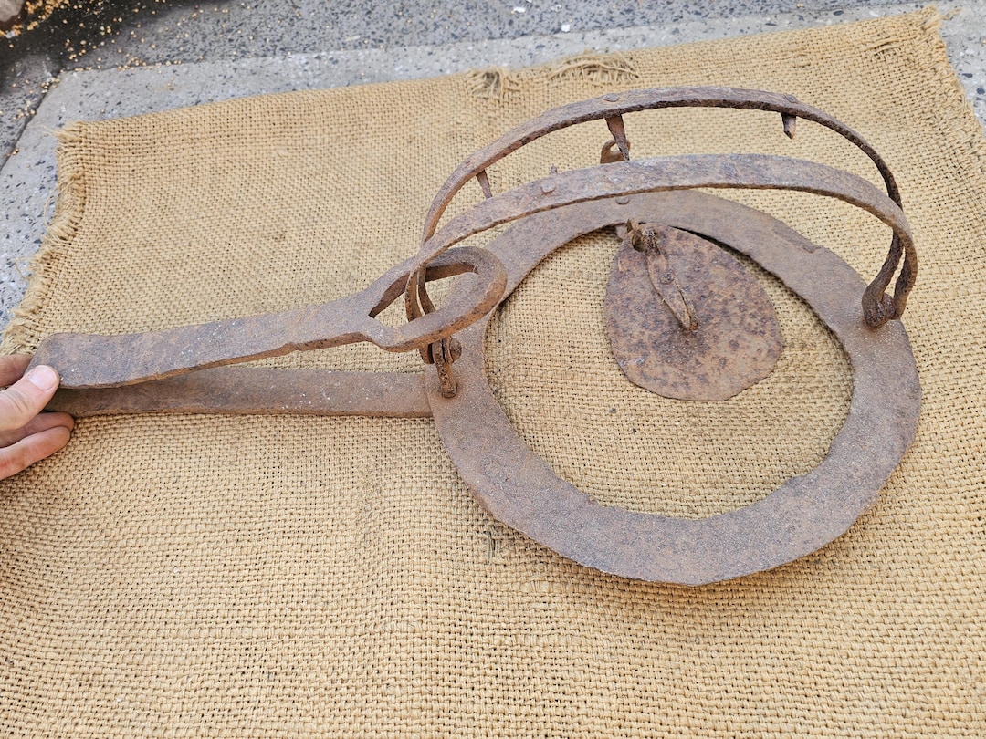 Antique 19th Century Vintage Animal Trap Wrought Iron Blacksmith Hand ...