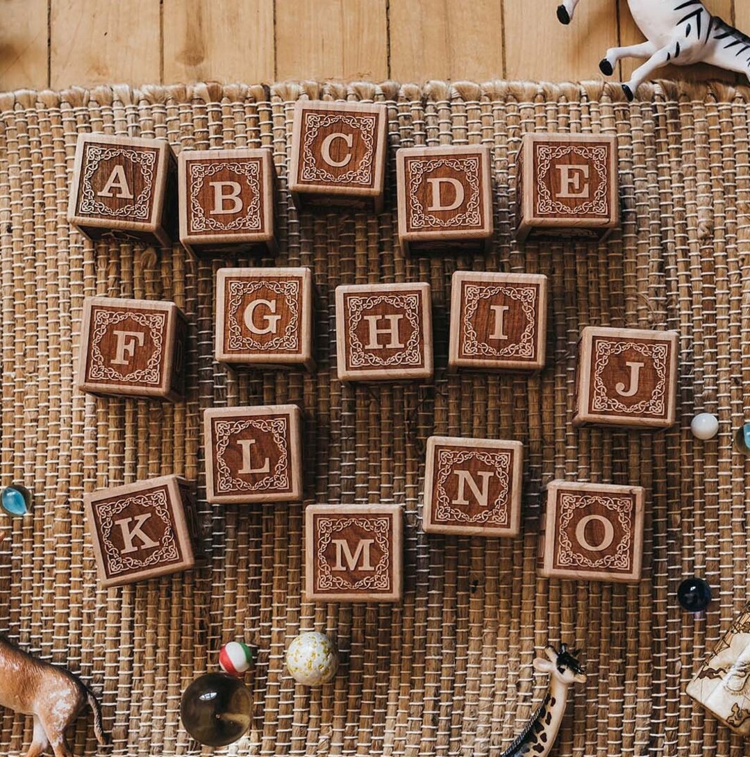 Animal Alphabet Wooden Blocks: Handmade Cherry Hardwood ABC Set - Etsy