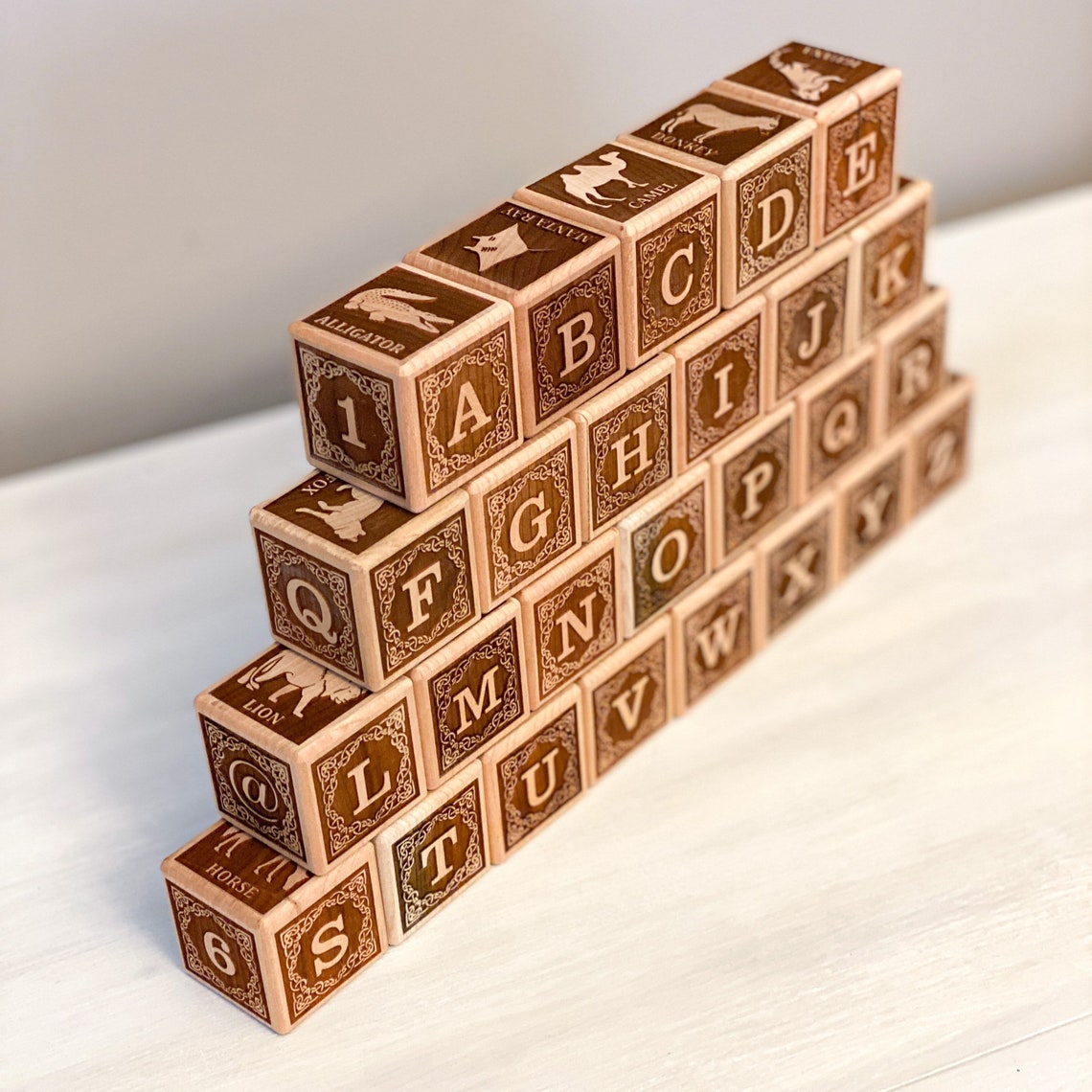 Animal and ABC Wooden Blocks 26 Alphabet Blocks Wooden - Etsy