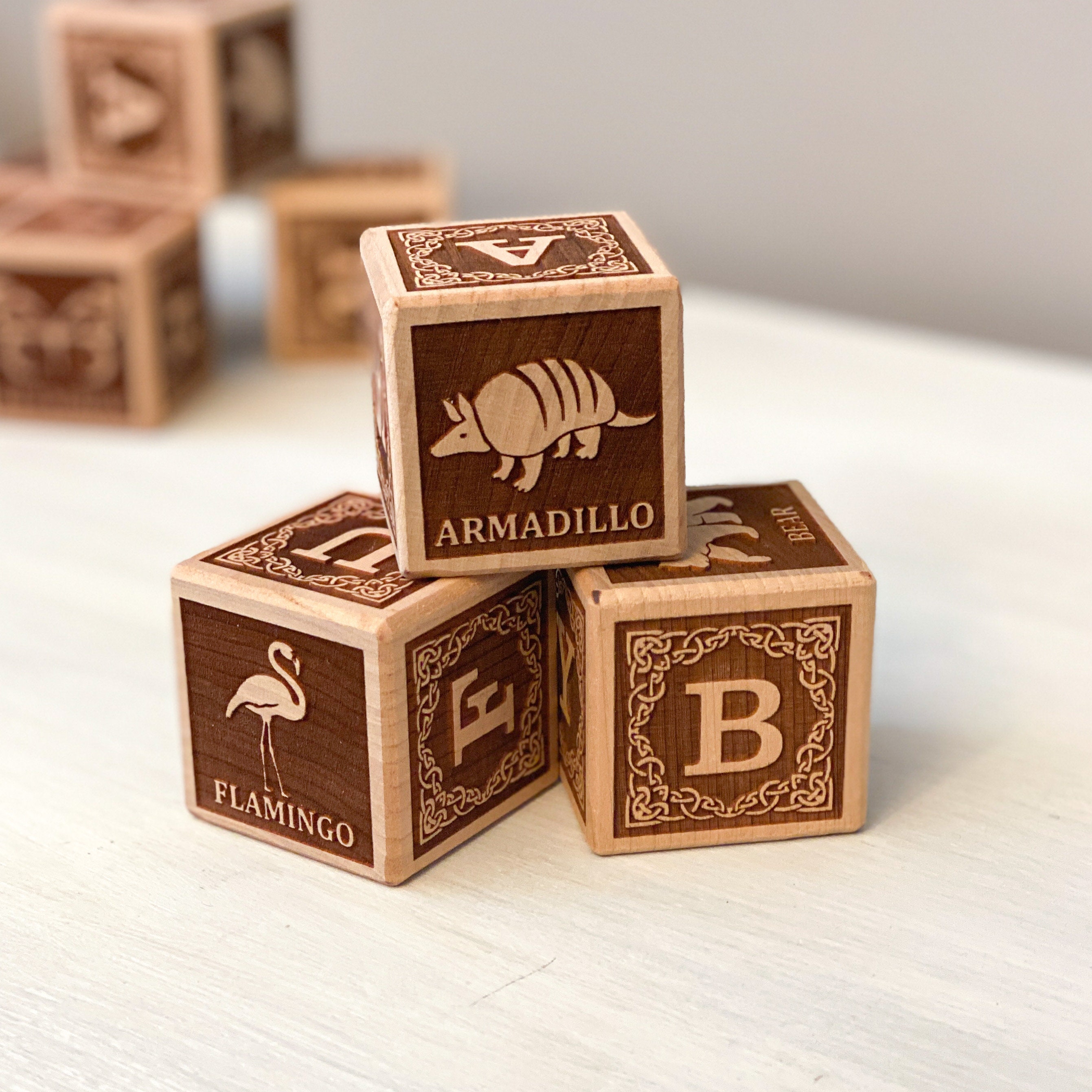 Animal and ABC Wooden Blocks 7 Alphabet Blocks Wooden | Etsy