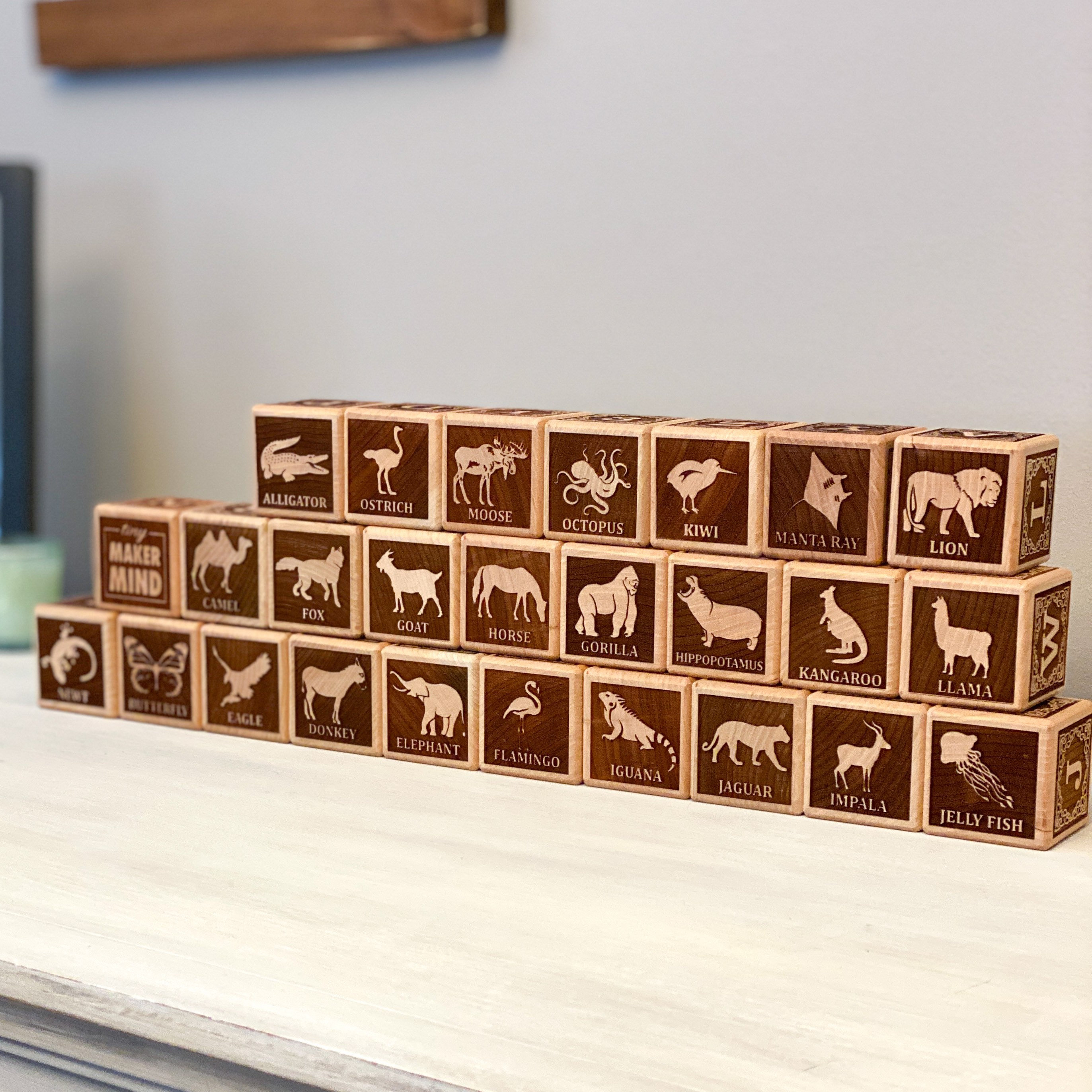 Animal and ABC Wooden Blocks 26 Alphabet Blocks Wooden | Etsy Canada