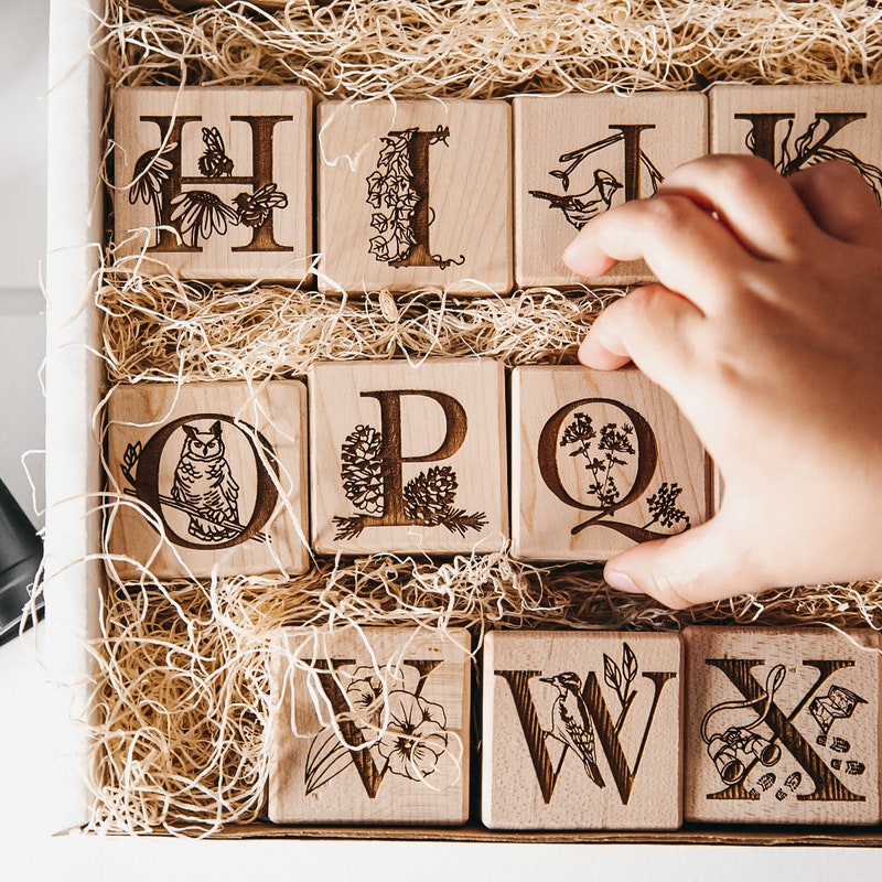 Wooden Alphabet Blocks - Etsy