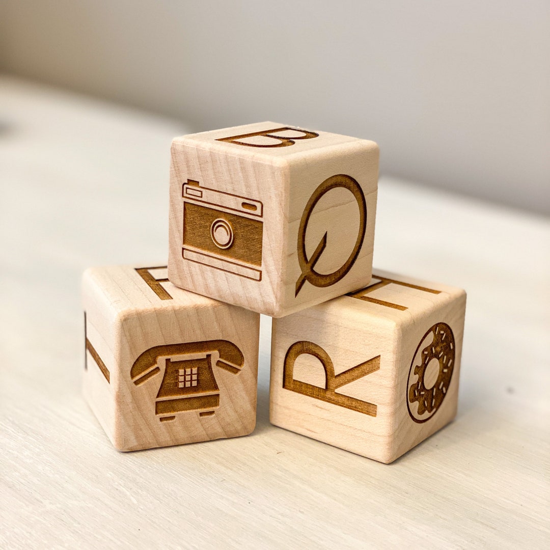 ABC Blocks | 7 Wooden Block Toys | Laser Engraved Handmade Blocks ...