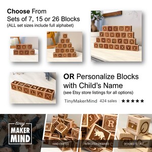 Animal and ABC Wooden Blocks | 7 Alphabet Blocks | Wooden Animal Blocks ...