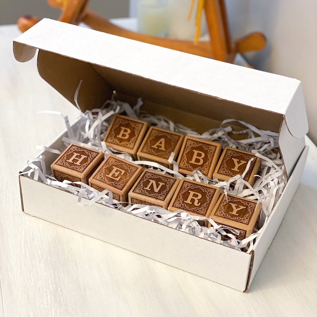 Personalized Baby Name Blocks Made of Solid Cherry Wood Extra Large 1. ...
