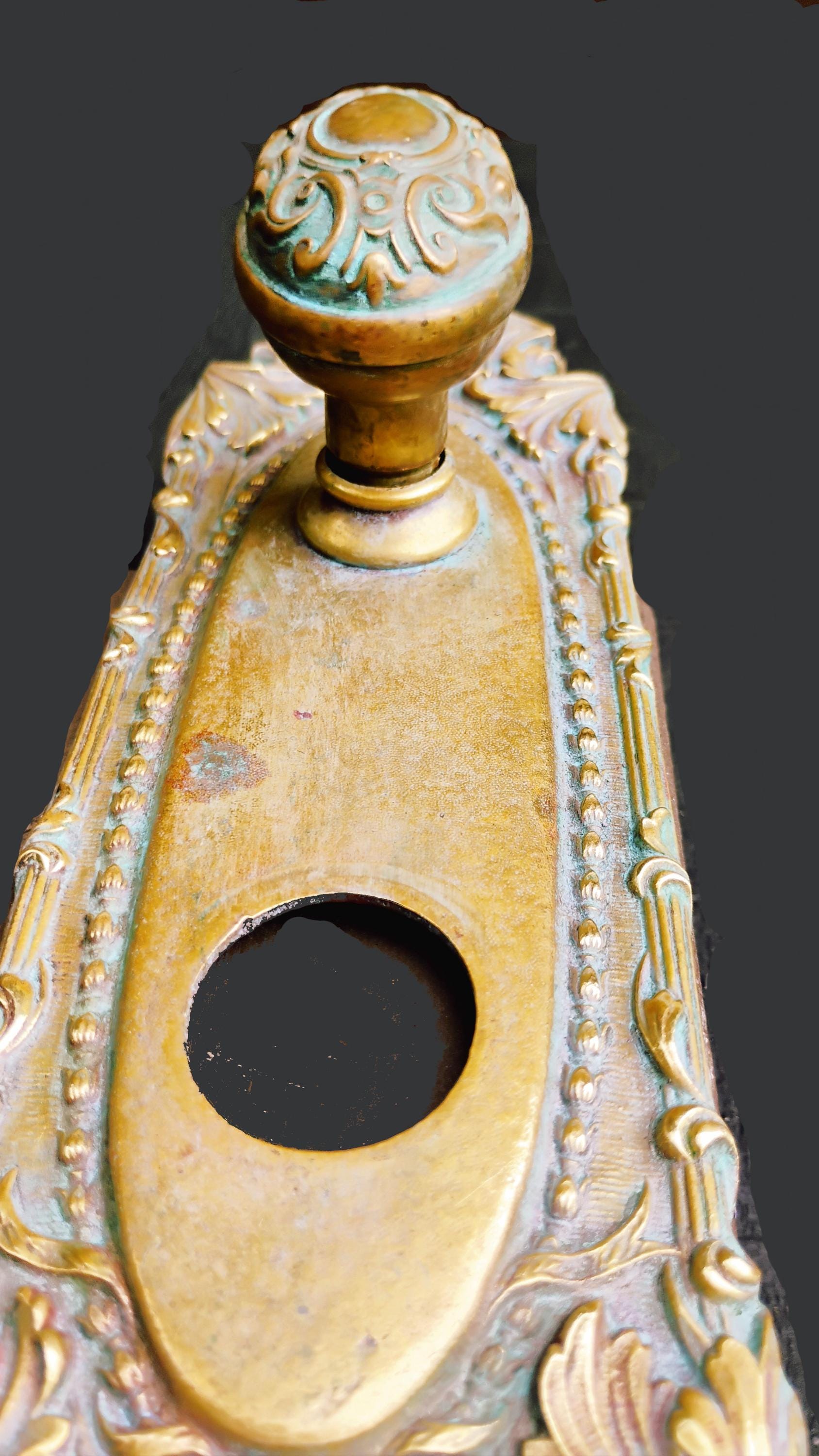 Ornate Brass Reading Hardware Co. Door Knob and Backplate - Etsy