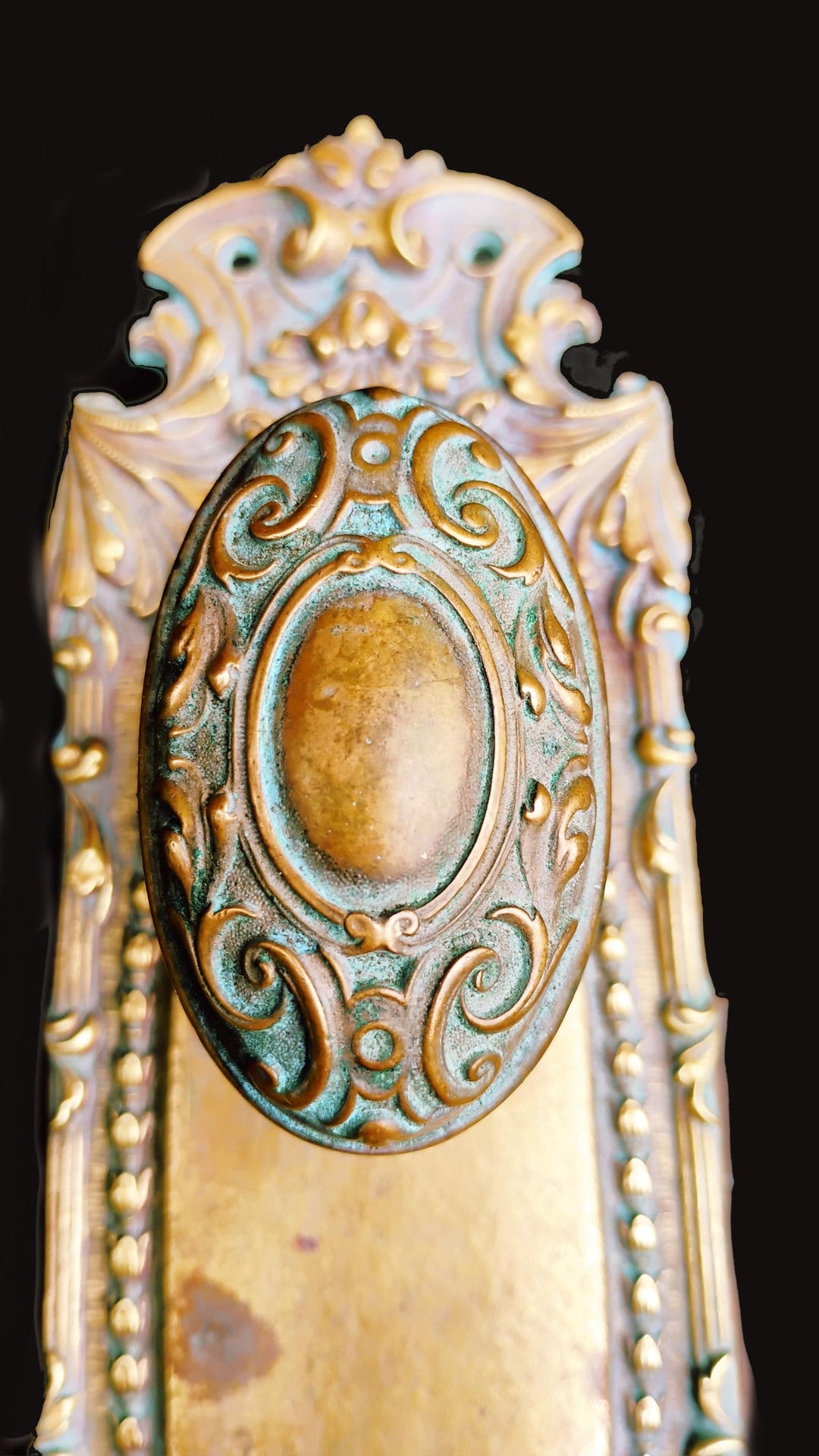 Ornate Brass Reading Hardware Co. Door Knob and Backplate - Etsy