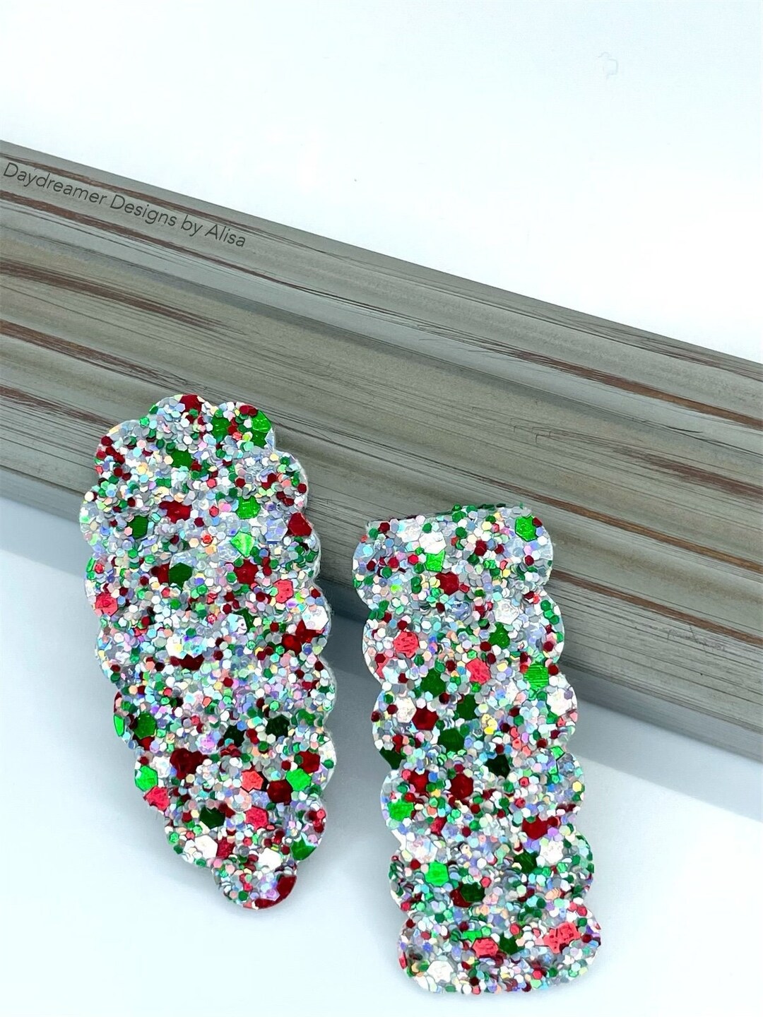 Christmas Holo Glitter Hair Clips, Holiday Party Barrettes - Etsy