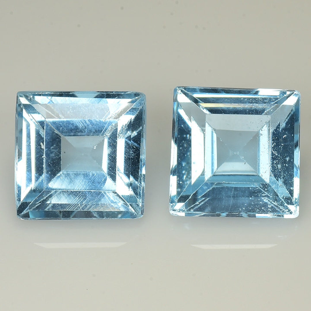 Piedras preciosas de topacio azul cielo natural: par de corte princesa ...