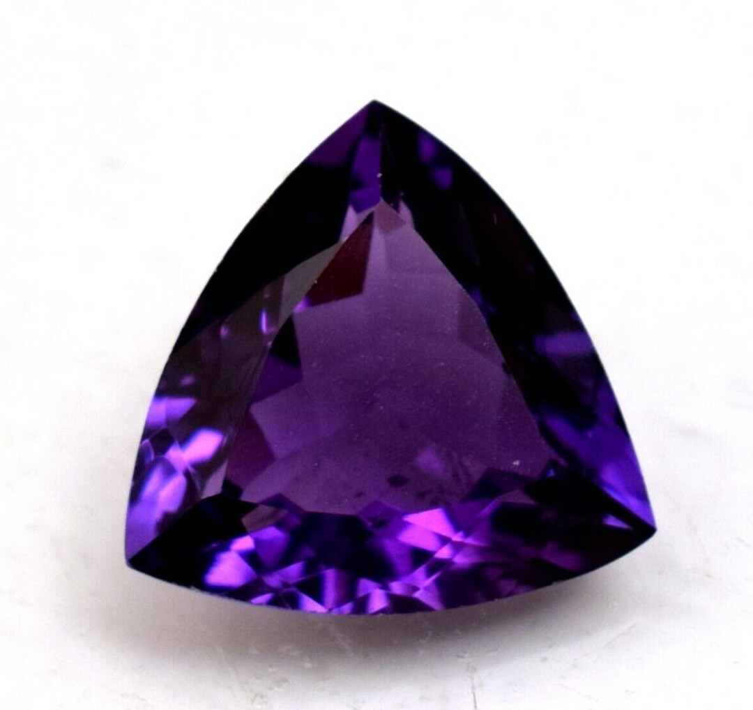 AMETHYST TRILLION CUT GEMSTONES_ 4.60 Cts & 12x7 Mm_ Deep Purple Color ...