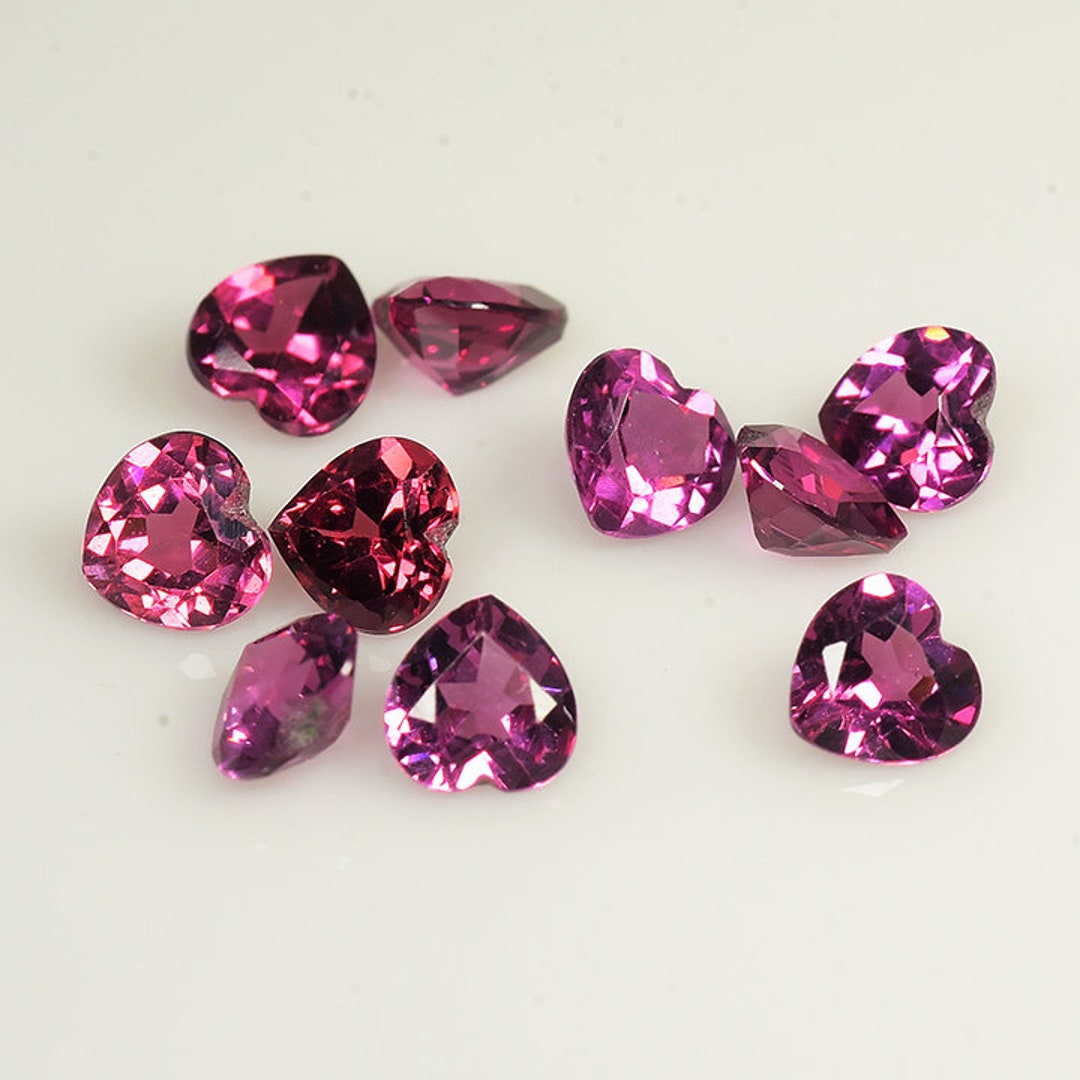 RHODOLITE GARNET HEART 4mm Lot / 2.90 Ct & 4x4x2.5 Mm_ Purple Pink ...