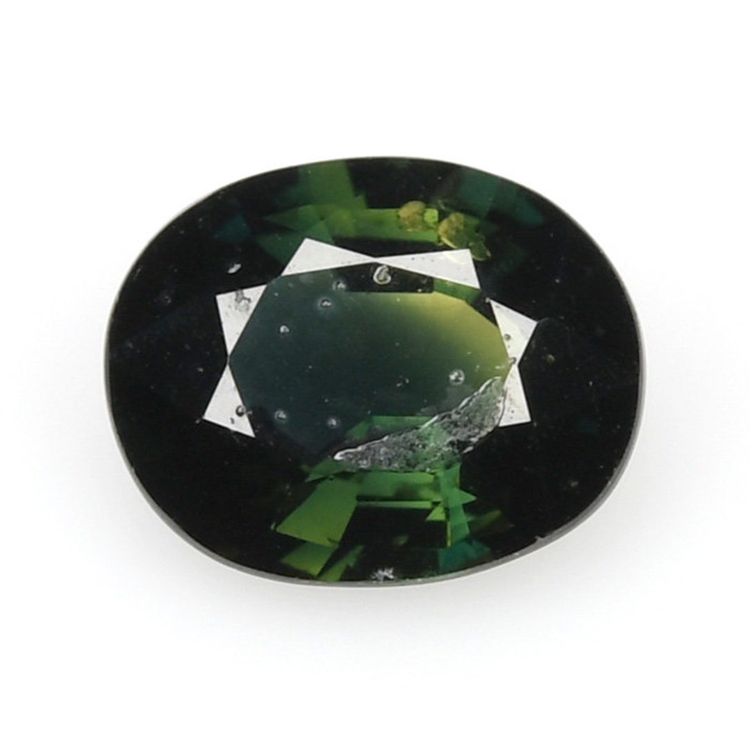 NATURAL Bi-color SAPPHIRE_ 0.950 Cts & 6.5x5.5x3 Mm_ Greenish Yellow BI ...